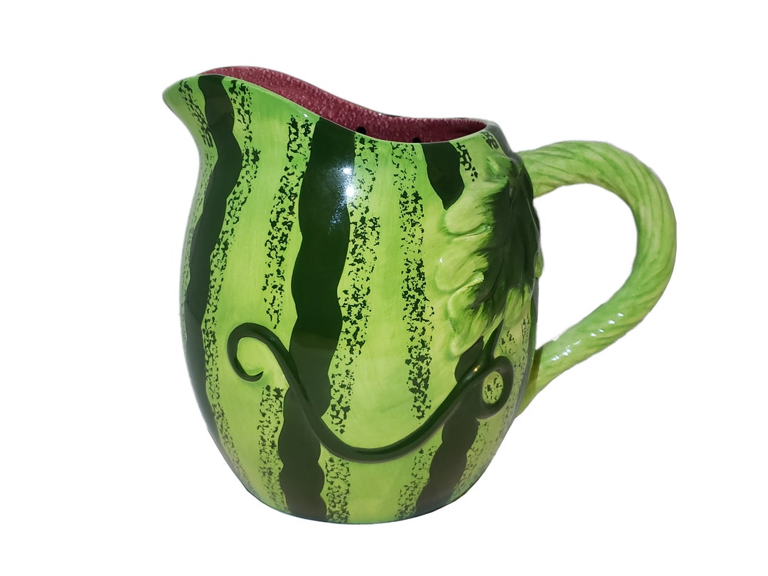 Green Watermelon Themed Pitcher - Large Glass Pitcher - Green ...