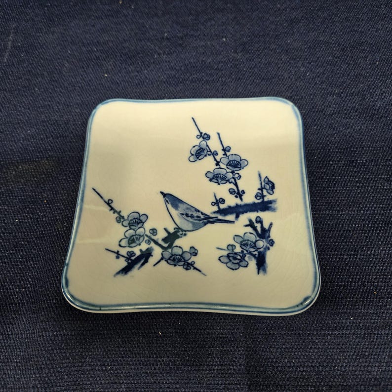 Vintage Blue and White Bird Plates: Ceramic Set of 8 - Etsy