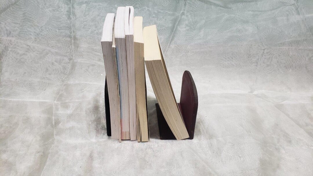 Vintage Leather Like Wrapped Burgandy Bookends – Traditional Bookcase ...