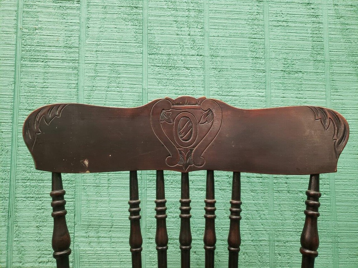 Vintage Wooden Banister Back Rotating Dining Chair With Glass - Etsy