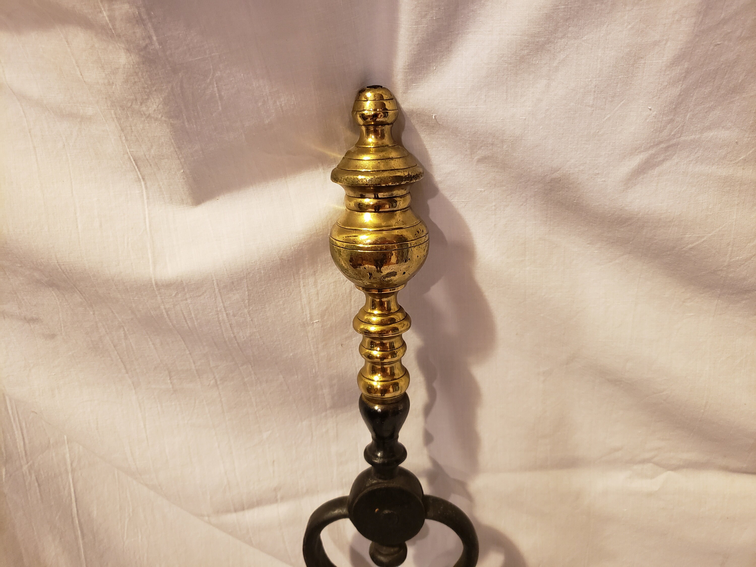 Antique Iron and Brass Handled Fireplace Tongs Log Grabbers With Patina ...