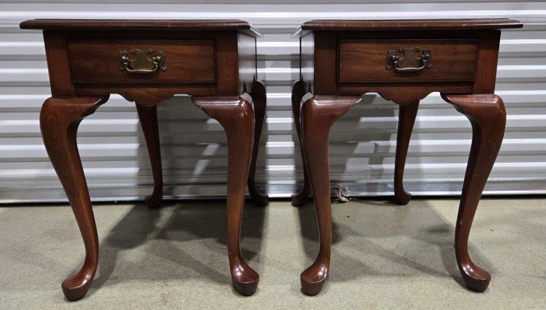 Pennsylvania House Pair of Wooden End Tables – Cabriole Leg Wooden End ...