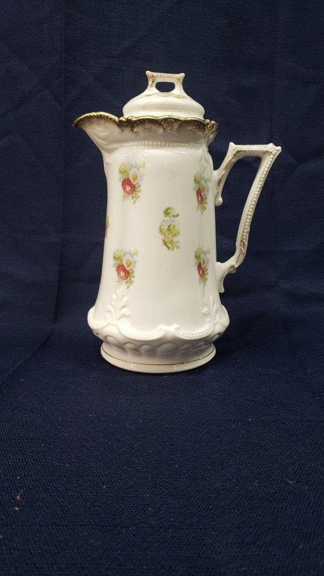 Vintage White Pitcher With Flowery Accents – Collectible Flower Décor ...