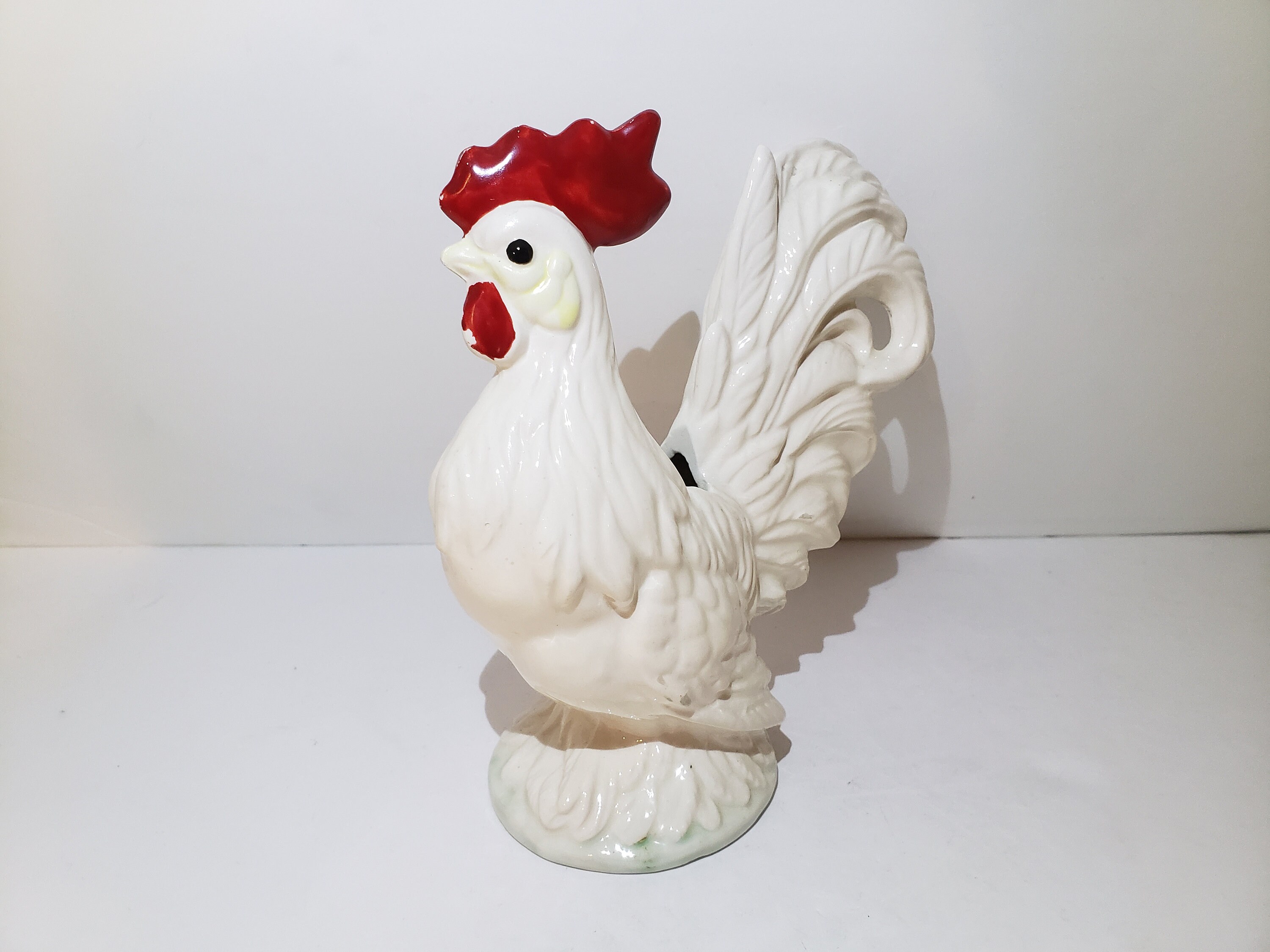 Vintage White Glass Chicken & Rooster Figurines - Farmhouse Decor - Etsy