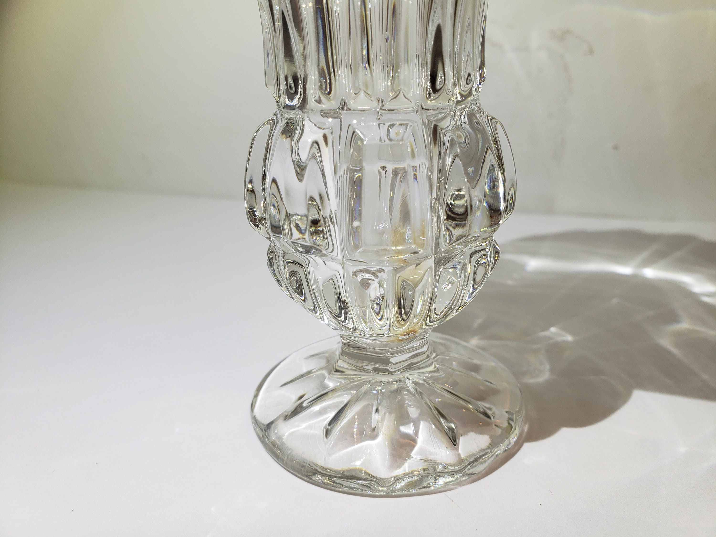 Vintage Cut Glass Flower Vase With Pedestal Base Excellent Condition ...