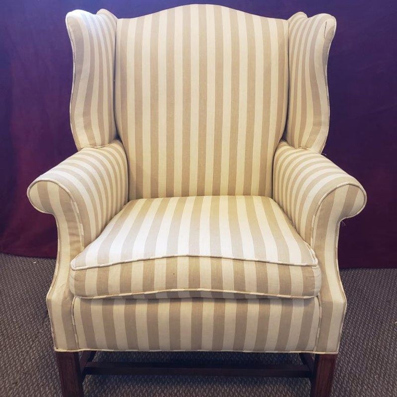 Wingback Striped Chair - Etsy