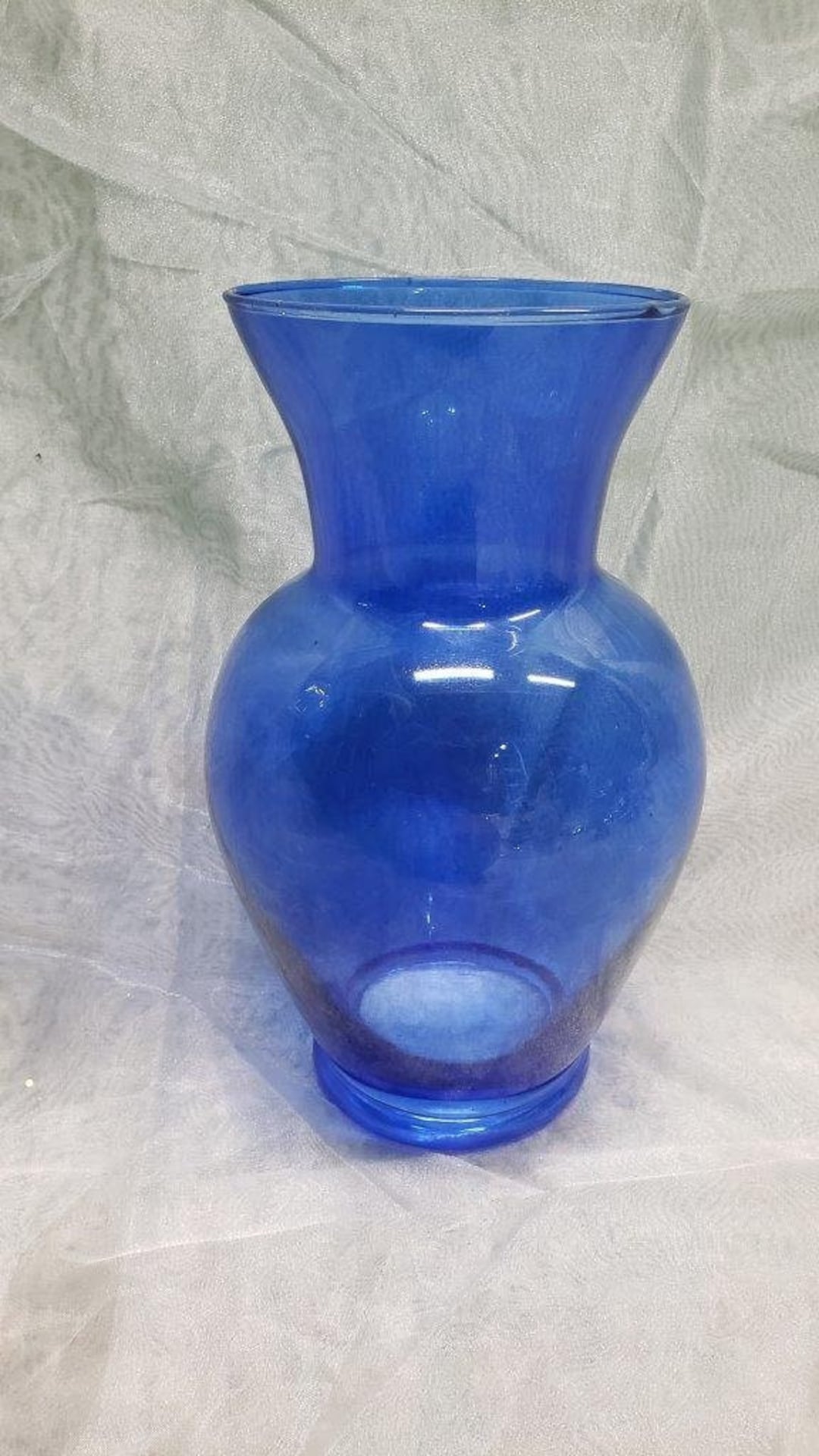 Translucent Cobalt Blue Tall Flower Vase With Wide Rim and Large ...