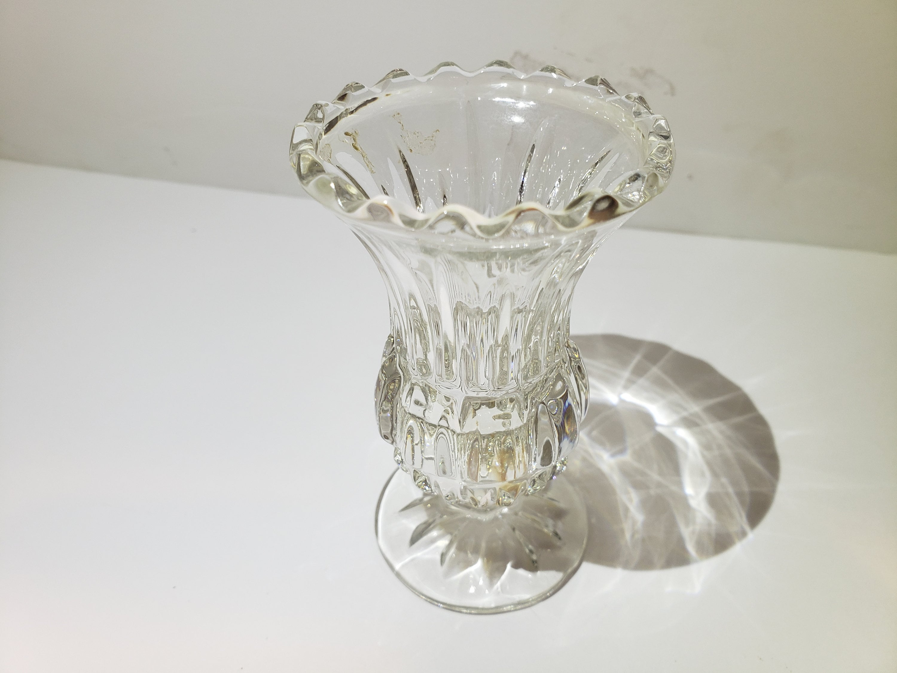 Vintage Cut Glass Flower Vase With Pedestal Base Excellent Condition ...