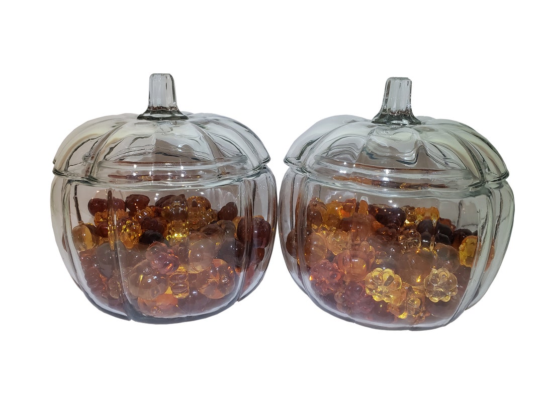 Clear Glass Pumpkin Jar Set: Fall Home Decor (set of Two) - Etsy