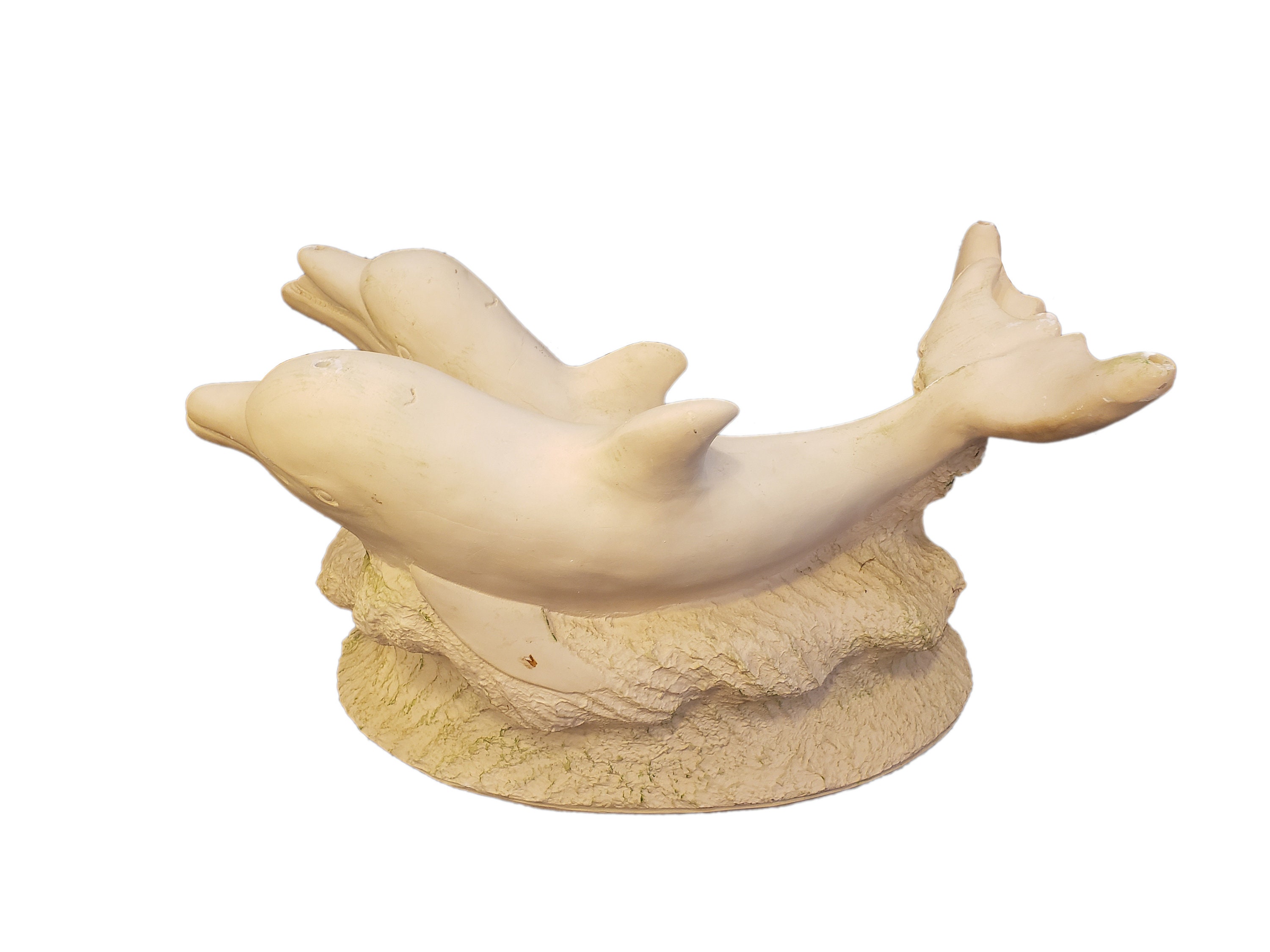 Cast Chalkware Swimming Dolphins Statue and Coffee Table Base Living ...