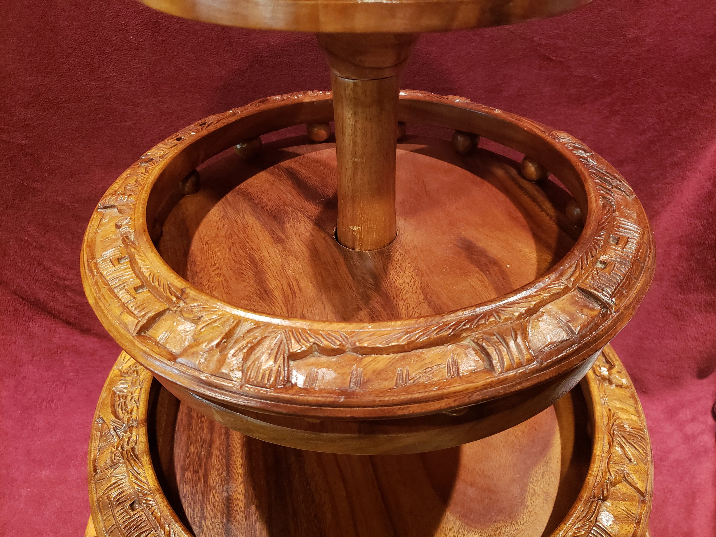 Vintage Monkey Pod Wood 4-tier Lazy Susan Display Bowl Stand - Etsy