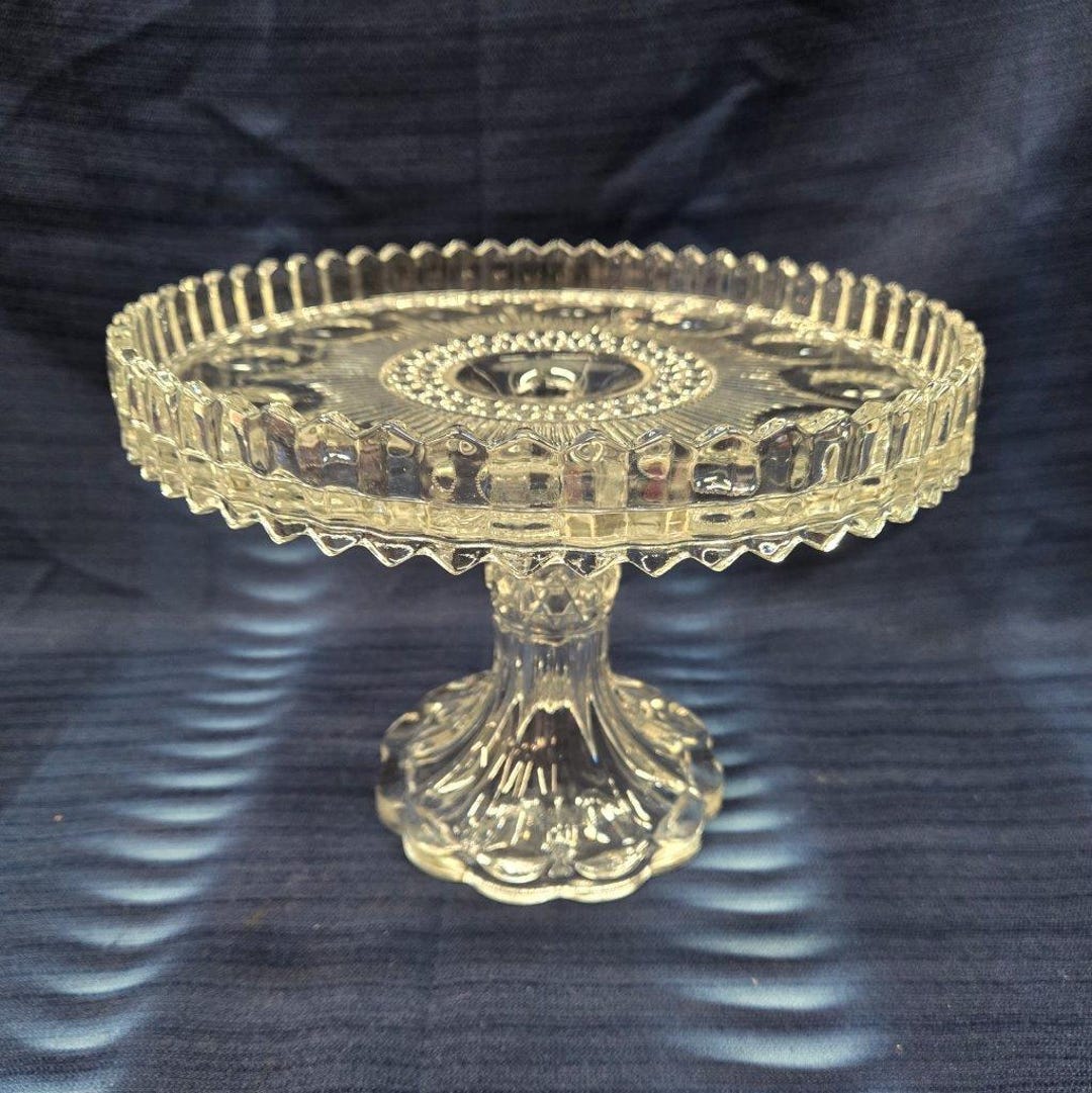 Clear Glass Pedestal Dessert Stand: Ruffled Edge Display Tray - Etsy