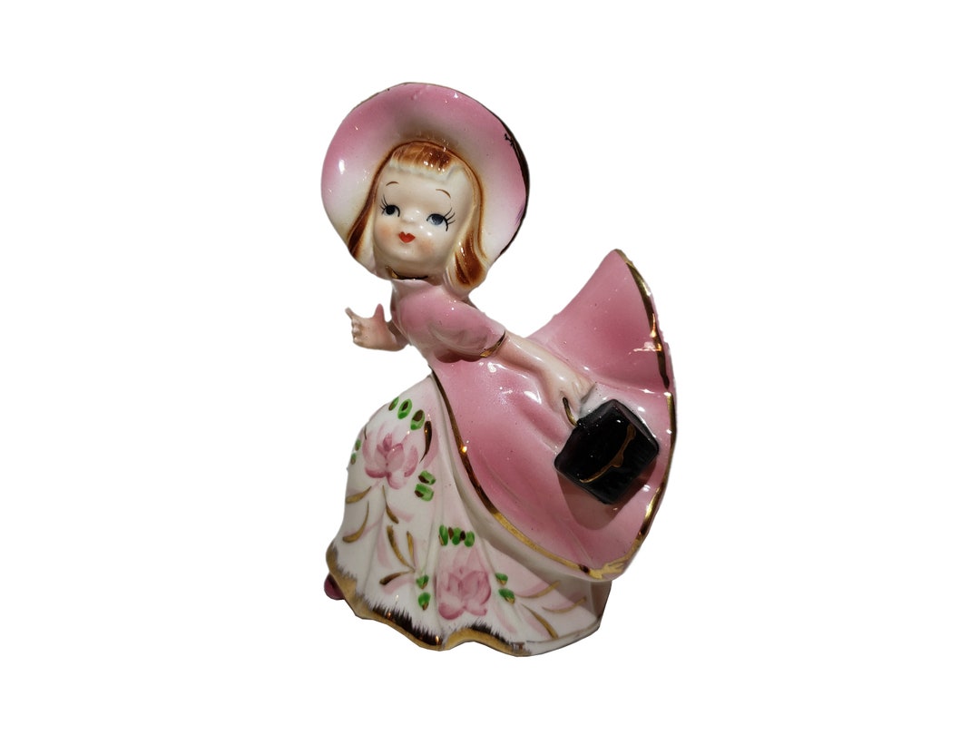 Glass Girl in Pink Dress Decor - Vintage Pink and White Dress - Fancy ...