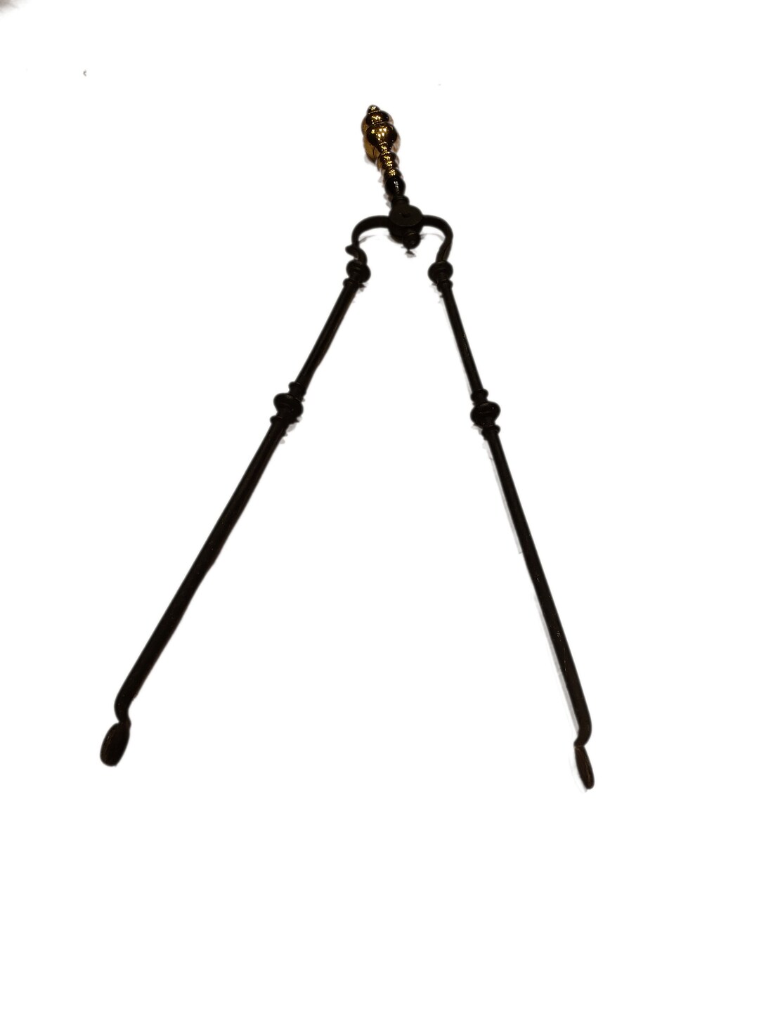 Antique Iron and Brass Handled Fireplace Tongs Log Grabbers With Patina ...