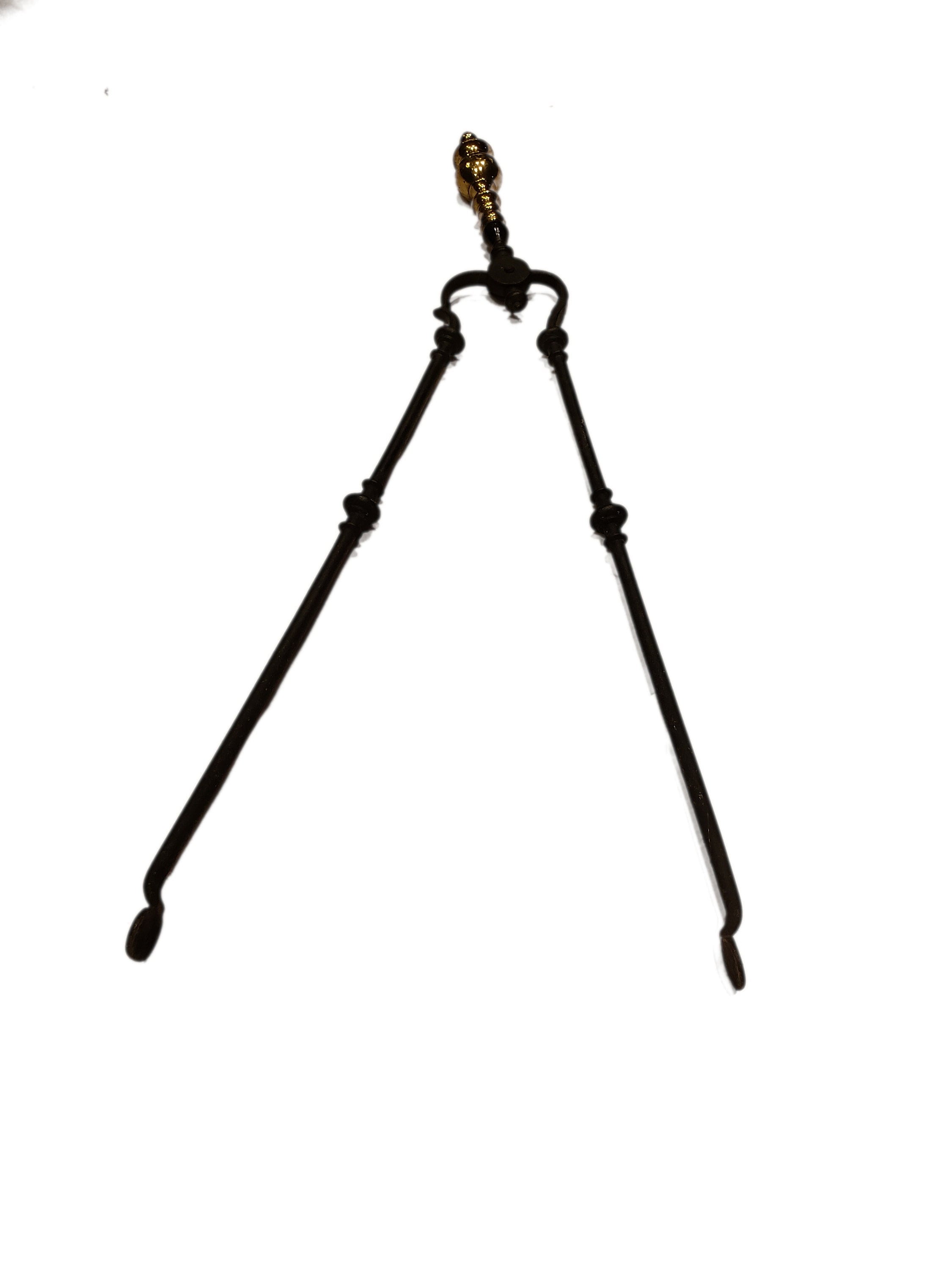 Antique Iron and Brass Handled Fireplace Tongs Log Grabbers With Patina ...
