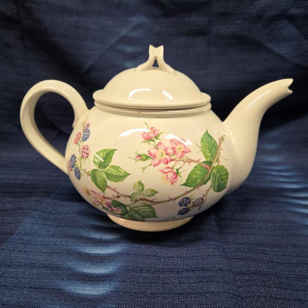 White Floral Teapot - Vintage Teapot - Tea Party Brunch Party ...