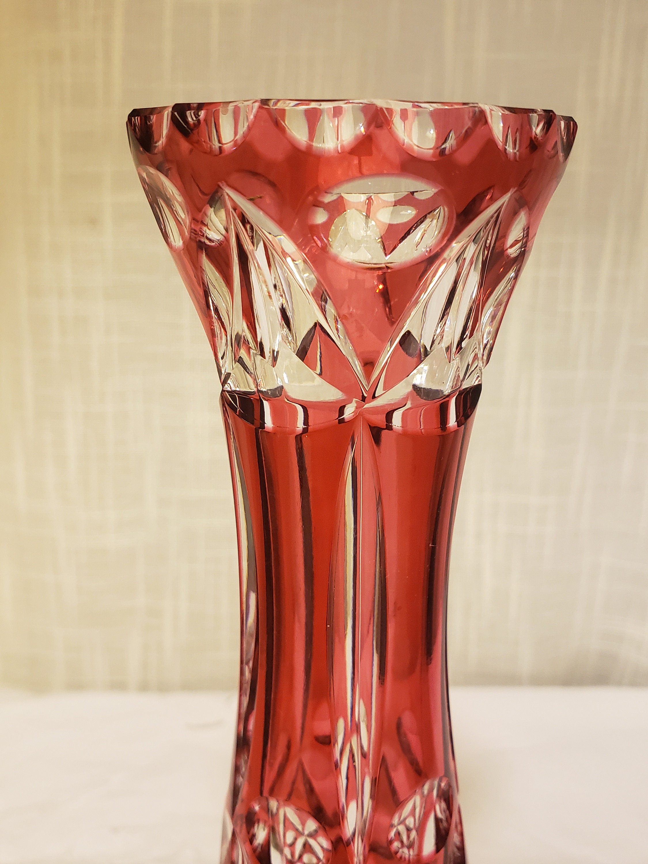 Tall Cherry and Clear Thin Stemmed Vase With Round Base - Etsy