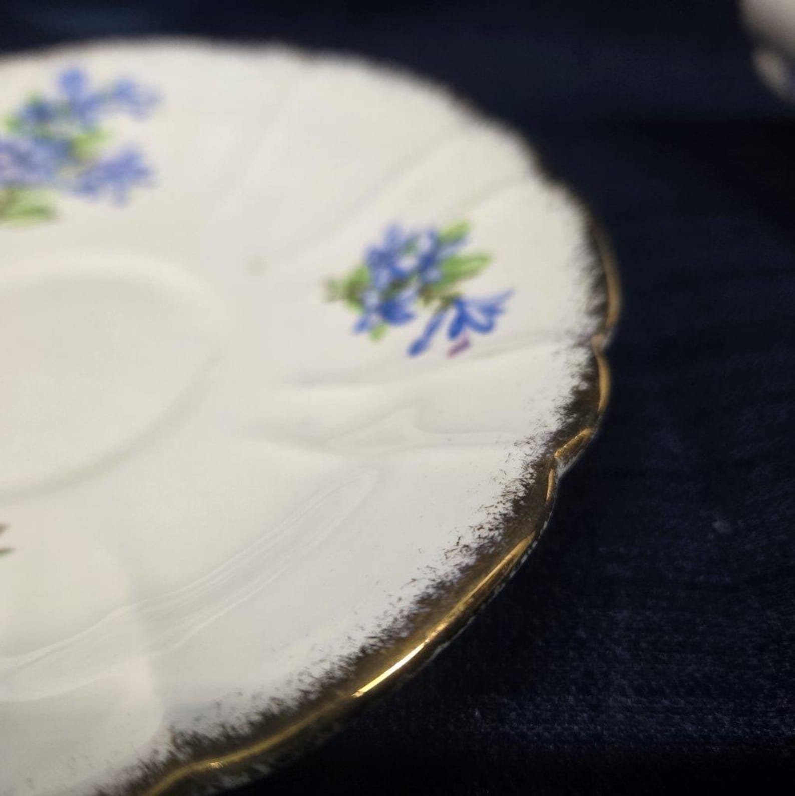 Gladstone Blue White and Gold Teacup and Saucer Set Bone China Made in ...