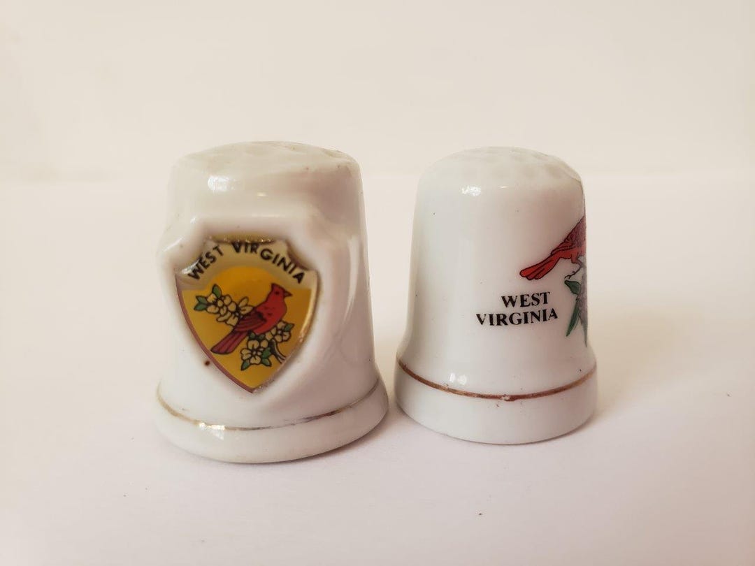 West Virginia Porcelain Thimble Set of 2 – Cardinal Thimbles – Souvenir ...