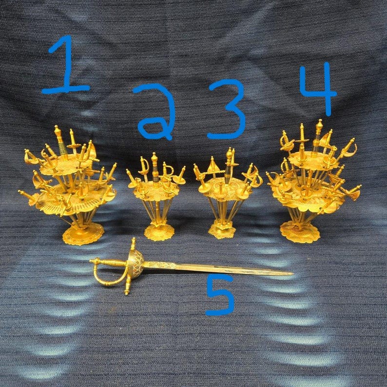 18 Piece Vintage Brass Toledo Miniature Swords From Spain – Miniature ...