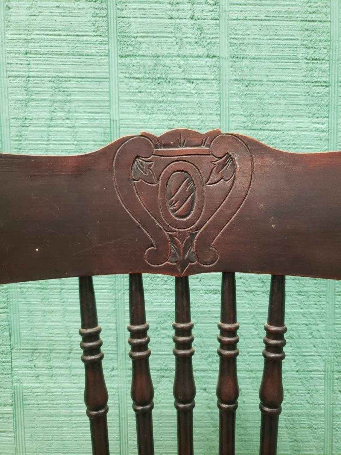 Vintage Wooden Banister Back Rotating Dining Chair With Glass - Etsy