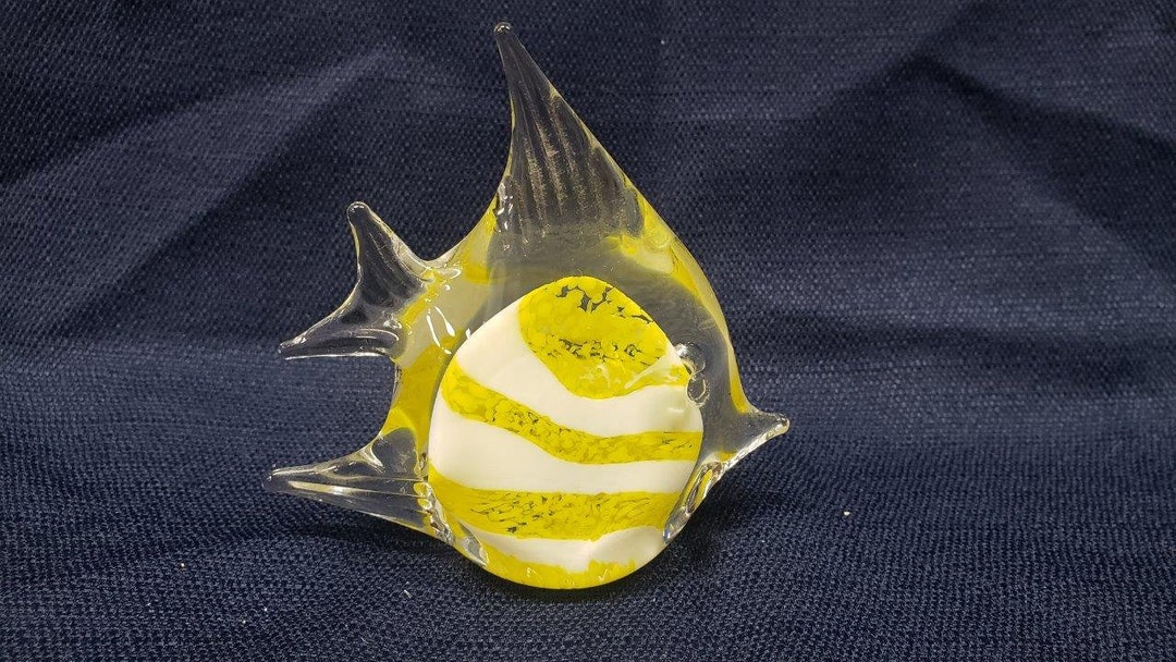 Yellow Fish Paperweight Décor – Striped Yellow and White Paperweight ...