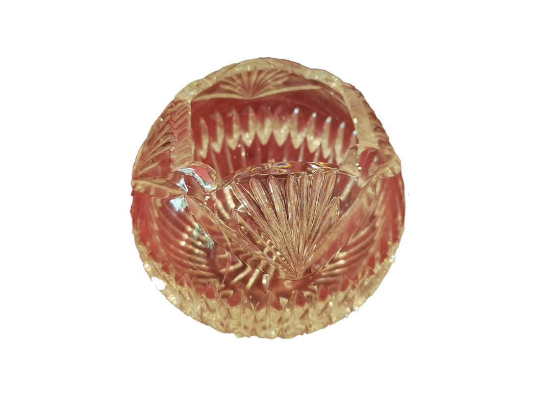 Vintage Glass Rose Bowl in Excellent Condition With Cut Designs and ...