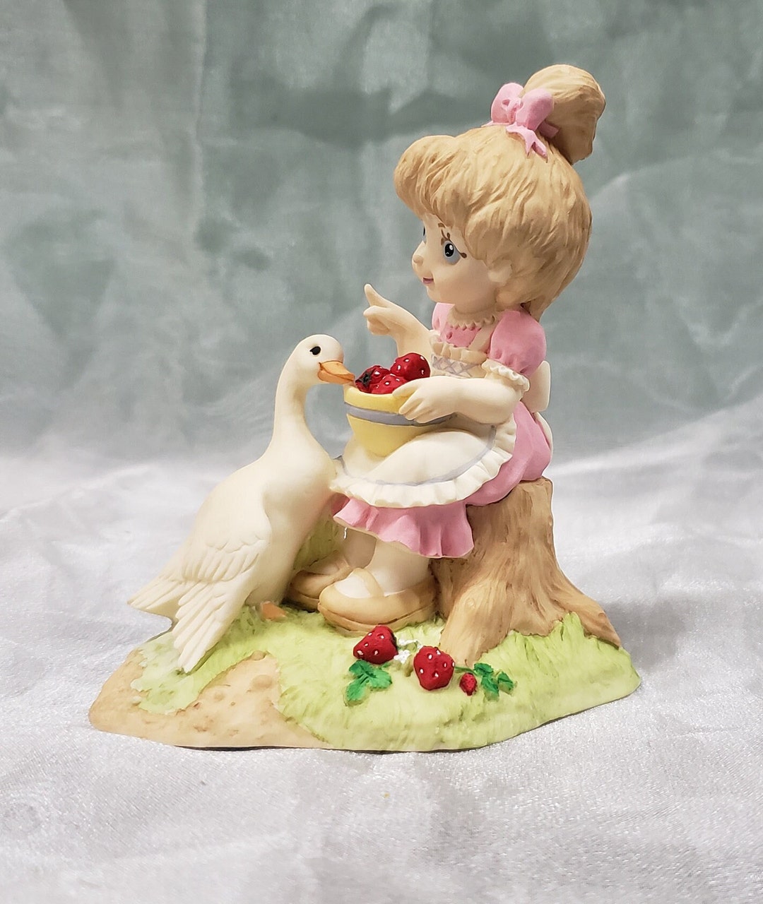 Joanne Wanat Porcelain Figurine: Girl With Strawberries, Hand-painted ...