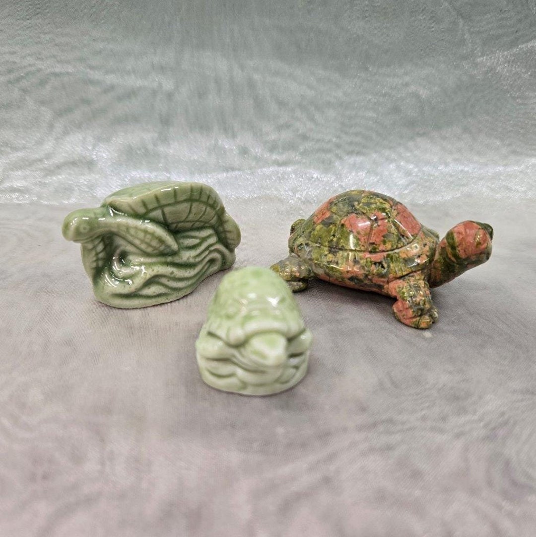 Green Jade Turtles Set of 3 – Collectible Green Jade Turtle Décor – Set of 3 Green Jade Turtles ...