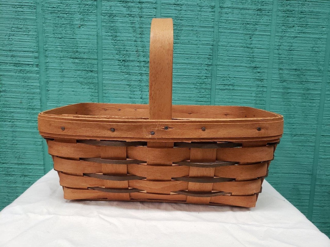 Vintage Rectangular Woven Longaberger Basket With Handle Handwoven in Dresden, Ohio, USA - Etsy