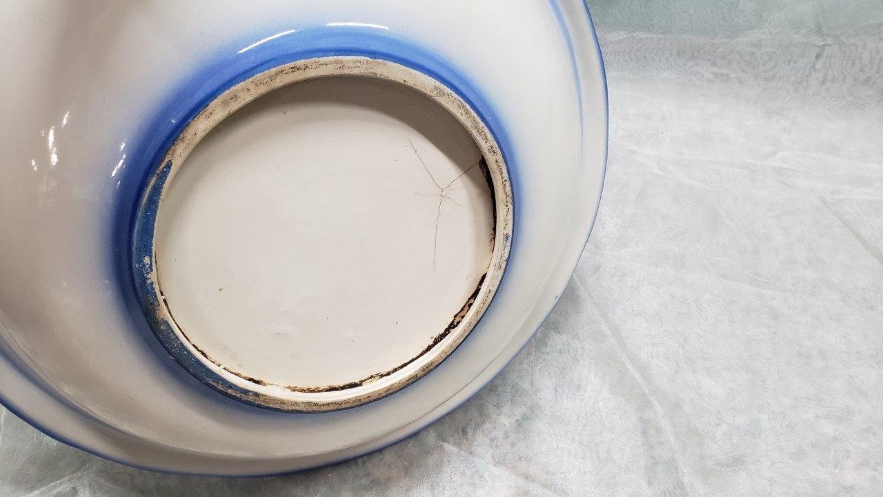 Blue and White Wash Bowl and Pitcher Vintage Hand Washing Station Glass ...