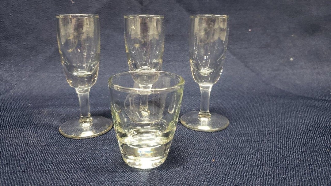 Vintage Set of Shot Glasses – Sake Stemmed Glasses and Single Shot ...