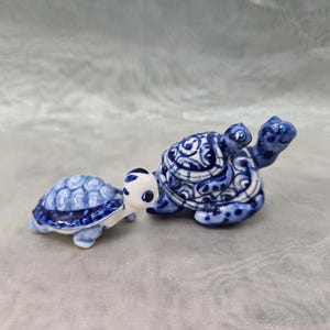 Pair of Blue Turtles – White and Blue Pair of Turtles – Decorative ...