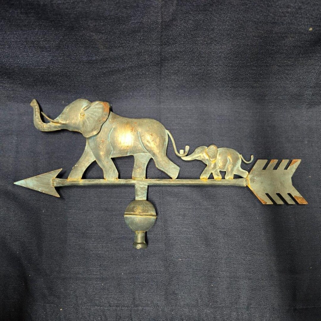 Metal Mom and Baby Elephant Weathervane - Vintage Decorative ...