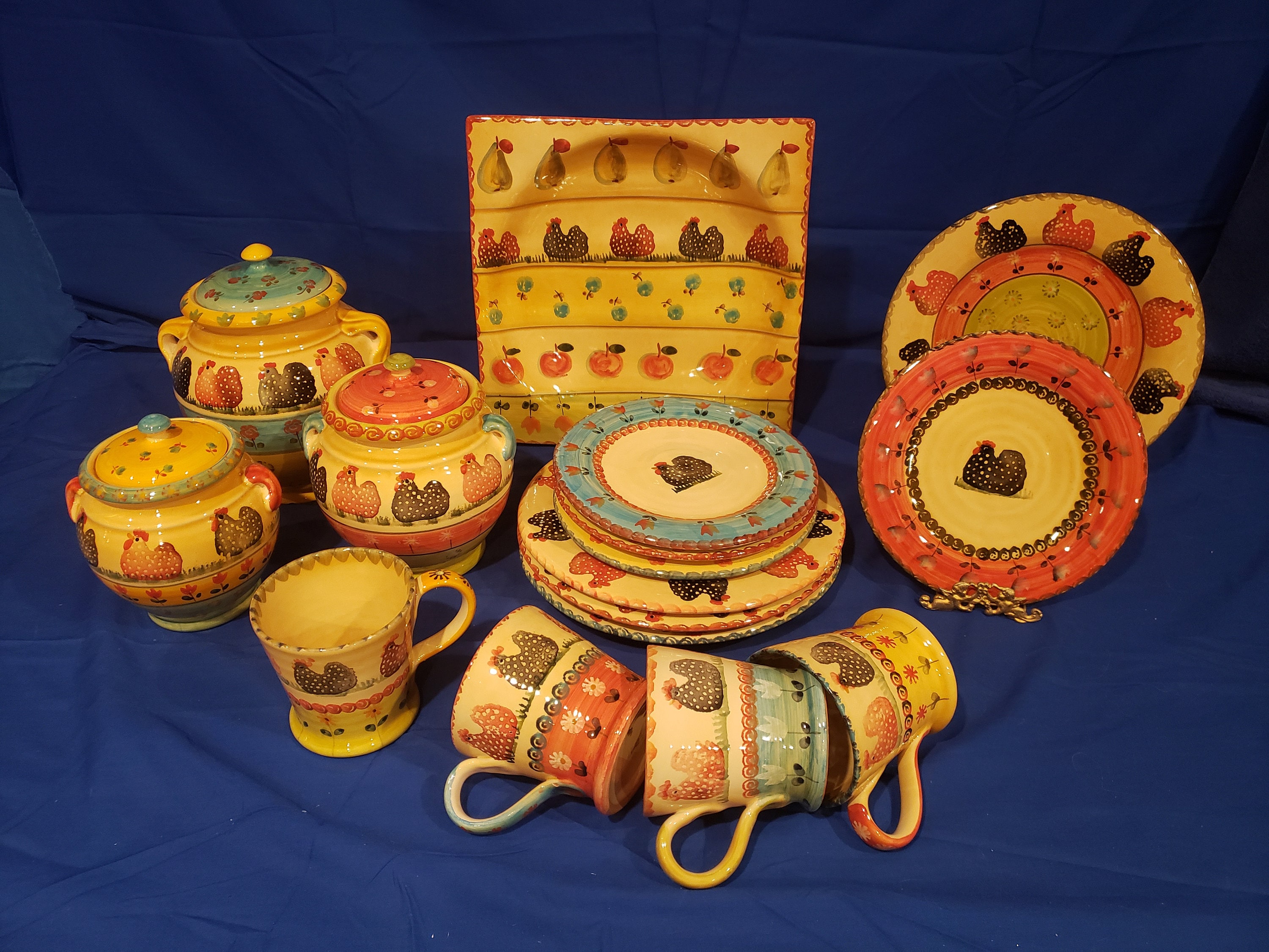 Chicken Terra Cotta Dishes Dinnerware Set Plates Cookie Jars - Etsy