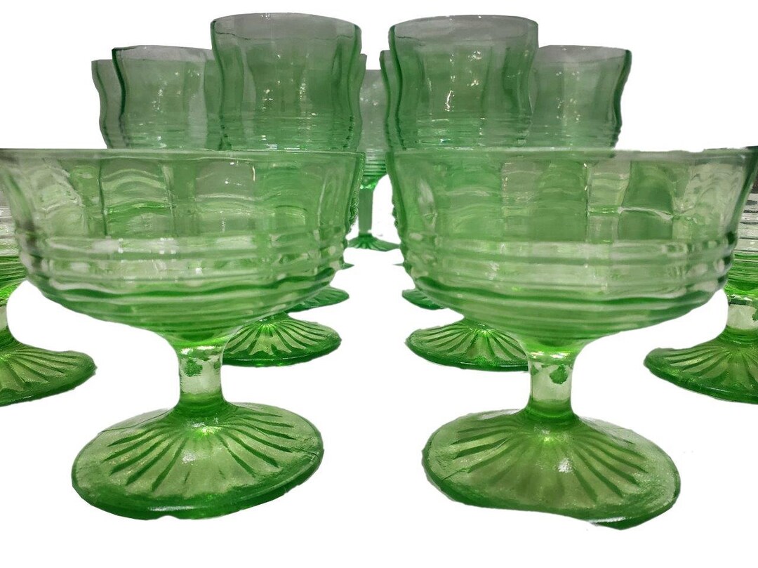 Vintage Green Uranium Glass Cups: Glowing Collectible Dishes - Etsy