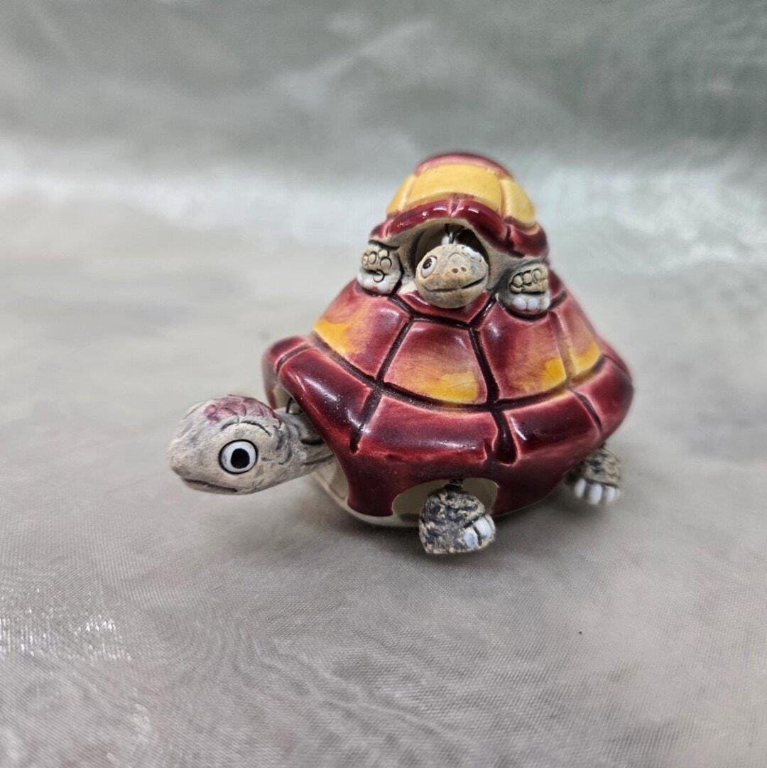 Mama and Baby Red Bobble Head Turtle Décor – Collectible Red Turtles ...