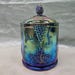 Blue Indiana Glass Candy Jar With Pointed Lid – Vintage Blue Iridescent ...
