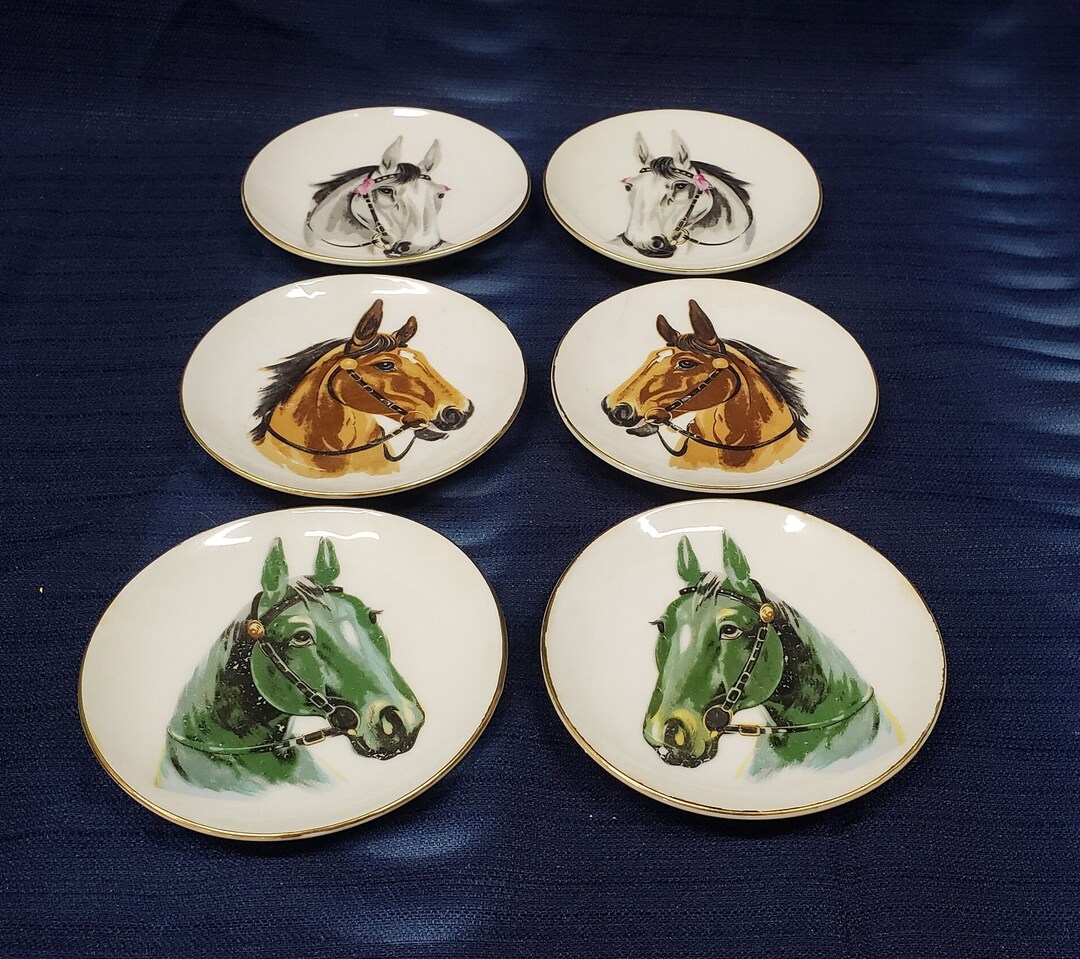 Collectible Horse Plates – Set of 6 Mini 4” Plates – Equine Themed ...