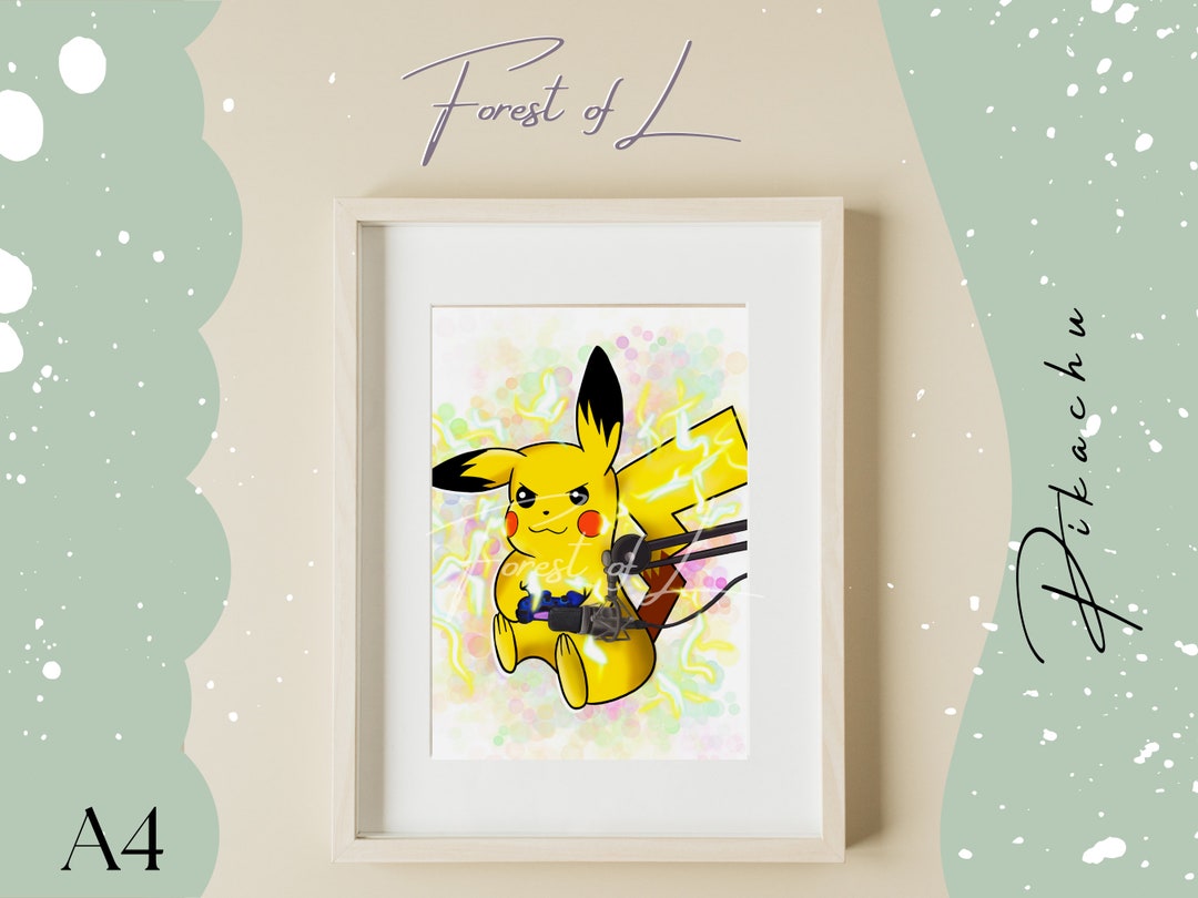 Gamer Pikachu Digital Art Pokemon Art Print Pokemon Inspired Gamer ...