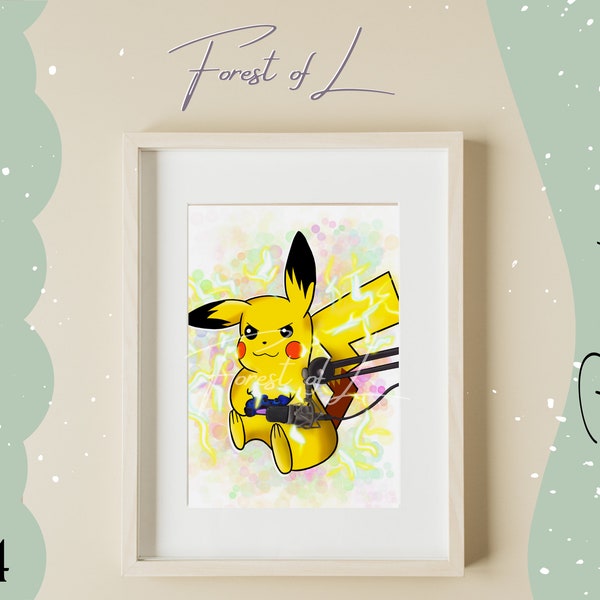 Pikachu A4 Print - Etsy