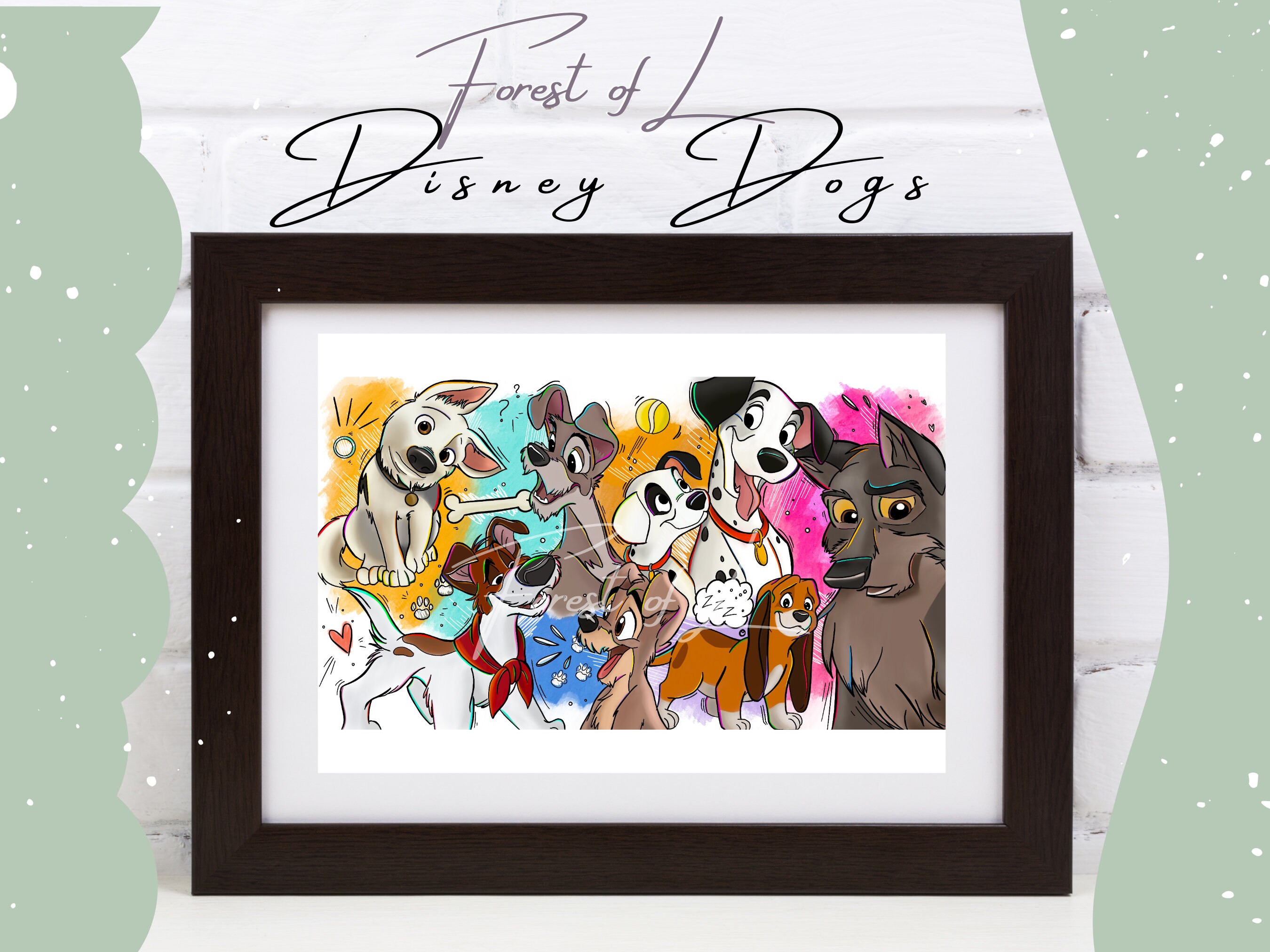 Disney Dogs A4 Art Print Disney Inspired 101 Dalmations Dog Mom Disney ...