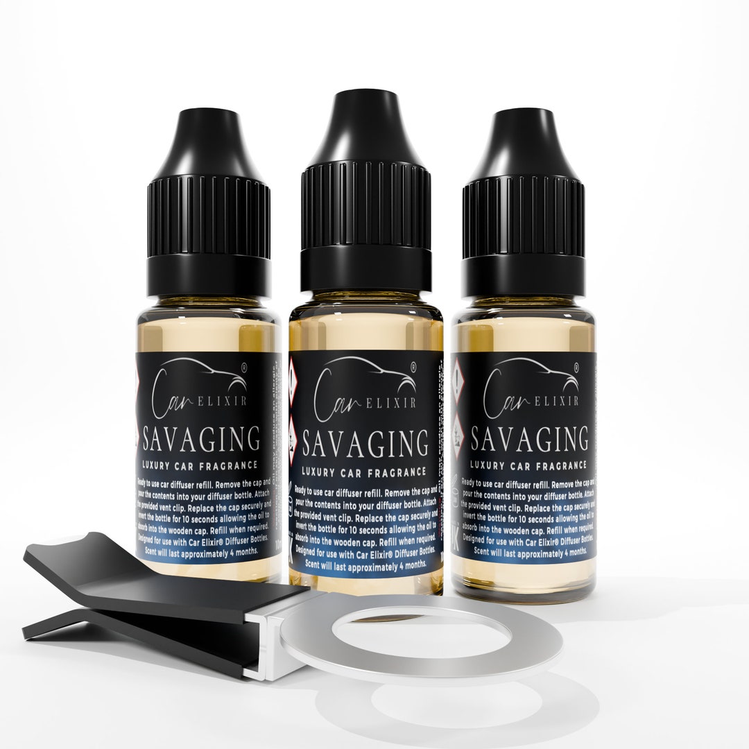 Car Elixir Savaging Car Diffuser Refill Oil 3 X 10ml Pack & Vent Clip ...