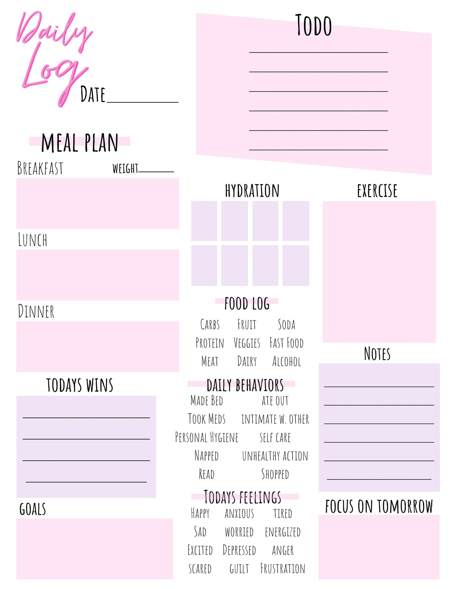 Printable Daily Log - Etsy
