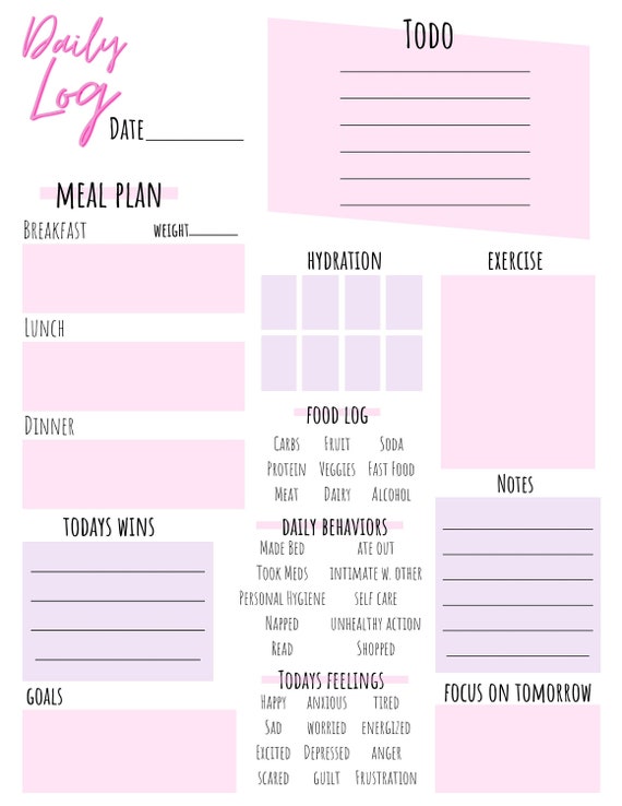 Printable Daily Log - Etsy