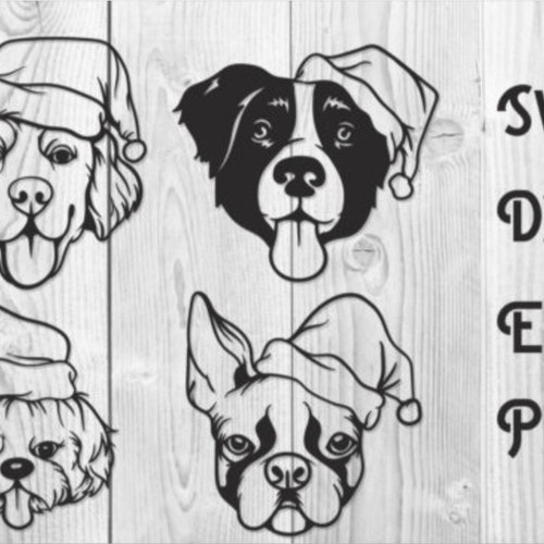 Christmas Dog SVG Bundle Dog Santa Hat Clipart Cricut Funny - Etsy