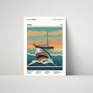 Jaws Movie Poster, Jaws Movie Print, Vintage Movie Poster, Horror Movie ...