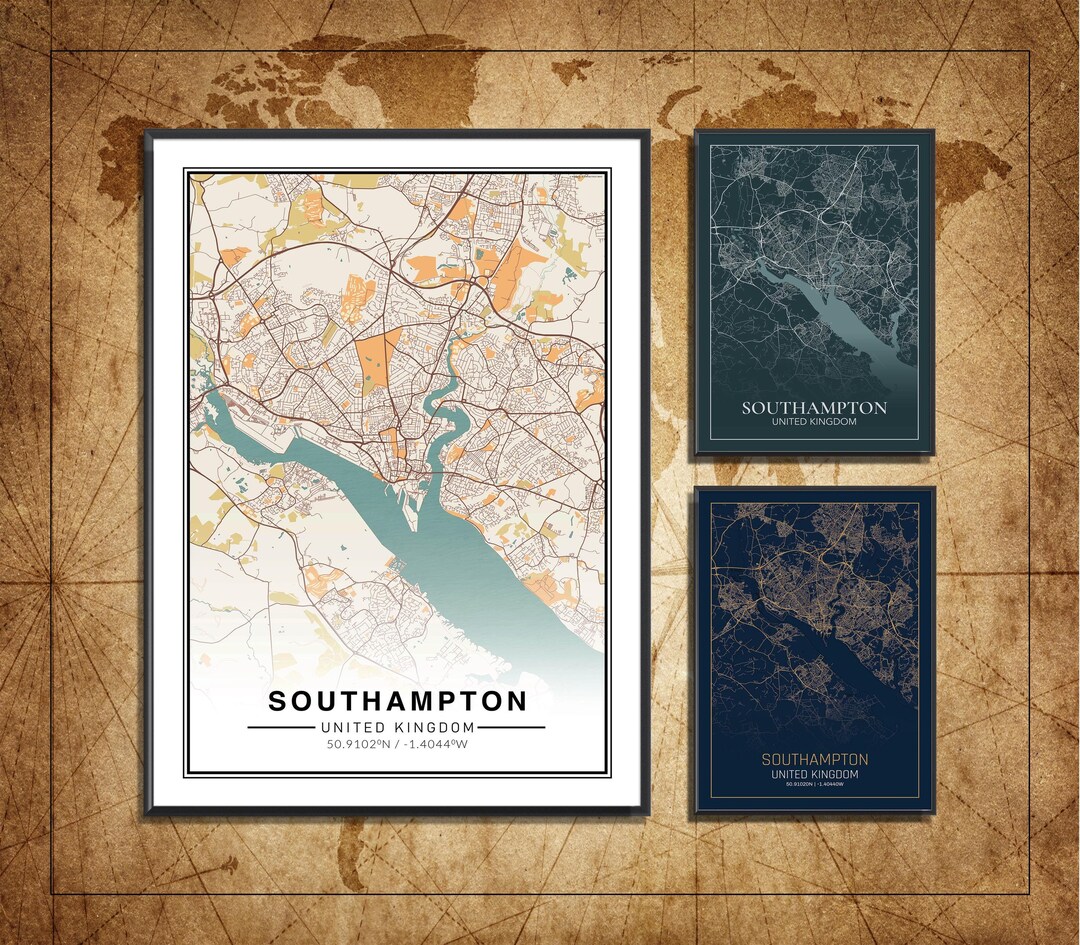 Southampton Map Print, Custom City Map, Housewarming Gift, Travel Lover ...