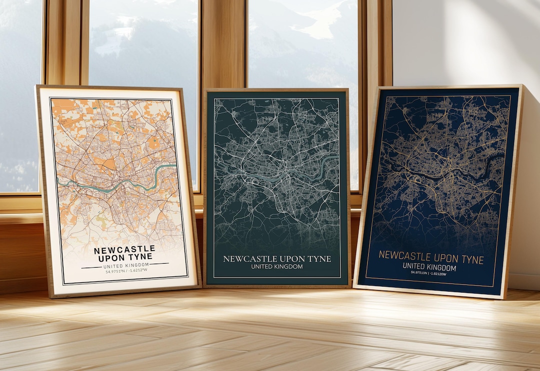 Newcastle City Map, Custom City Map Print, Newcatle Upon Tyne Gift Idea ...