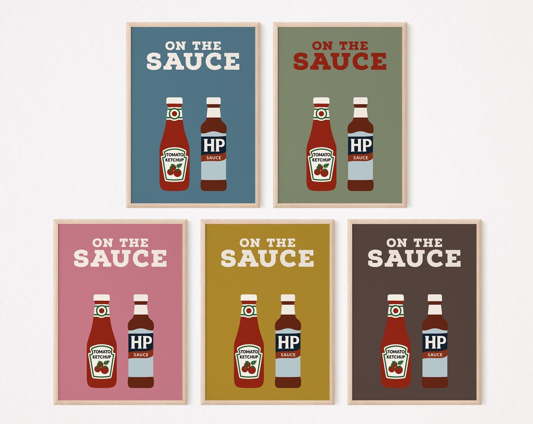 Sauce Ketchup Funny Food Poster, Kitchen Print, Pop Art Print, Cheeky ...